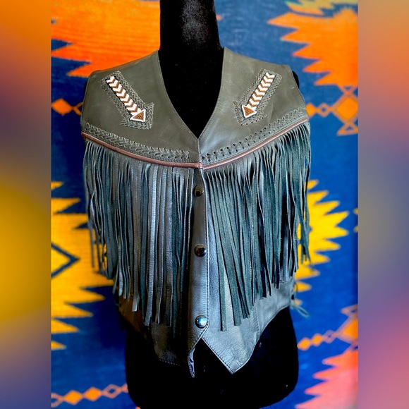 Frontier Leather | Jackets & Coats | Vtg Frontier Leather Fringe Lace ...